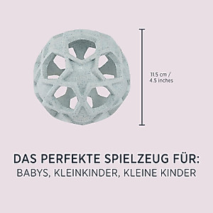 HEVEA Star Activity Ball Toy Made from 100% Upcycled Natural Rubber - Soft and Easy to Hold Baby Ball for Ages +4 Months - Plant Based, Plastic-Free, BPA-Free (Blue)