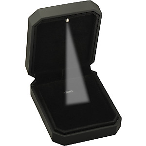 The Jewellery Pak LED Black Necklace Box Luxury Octagonal Design LED Pendant Jewelry Gift Box LED Necklace Jewelry Gift Box with Light for Men for Women Box Dimension 2.83〞(W)*3〞(D)*2.17〞(H)