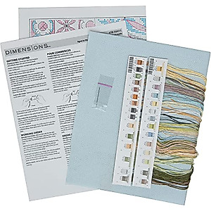 Dimensions 70-35411 Egret in Flight Counted Cross Stitch Kit for Beginners, 14" x 9", 14 Cnt. Light Blue Aida, 4pcs