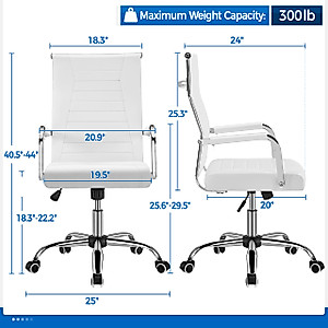 Yaheetech High-Back Office Desk Chair Executive Task Chair Management Chair PU Leather Chair Height Adjustable with Ergonomic Backrests for Conference and Home, White
