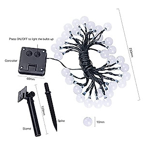 FOVKP Solar String Garden Lights, Crystal Ball Waterproof LED Fairy Lights, 8 Patterns Outdoor Solar Lights, Home, Garden, Party, Holiday Decoration Lighting (30LED)