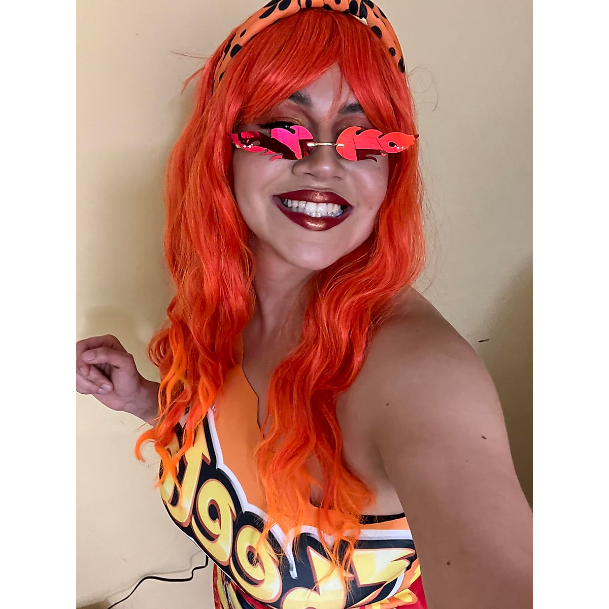 FEISEDY Fire Flame Sunglasses for Women Mirror Rimless Fire Shaped Novelty Sunglasses B2839