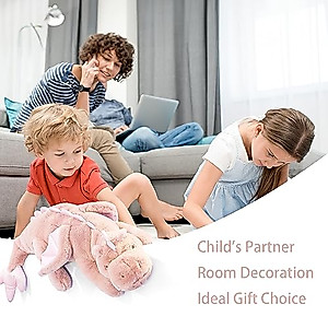 YOUBLEK 40In 2Lb Weighted Stuffed Animals,Cute Plush Dragon,Weighted Stuff Dinosaur Toy for Kids Adult Gift or Decoration(Pink, 40Inches/2Lbs)