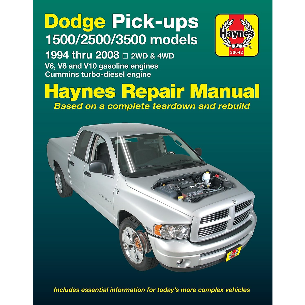 Dodge 1500, 2500 & 3500 Pick-ups (94-08) with V6, V8 & V10 Gas & Cummins turbo-diesel, 2WD & 4WD Haynes Repair Manual (Does not include information specific to SRT-10 models.) (Haynes Automotive)
