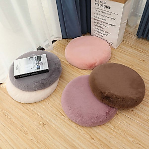 Jhorxa Memory Foam Seat Cushion, Round Floor Cushion, Soft Faux Fur Seat Cushion for Office Chair, Multicolors 18 x 18 Inch