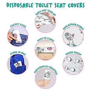 Disposable Toilet Seat Covers for Toddlers, Extra Large Individually Wrapped Unicorn Paper Potty Training Liners for Kids, Portable, Flushable with Non-Slip Adhesives, Potty Shields, Airplane & Travel