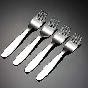 VANRA Premium 18/8 Stainless Steel Children Cutlery Set 5.8-inch Kids Dinner Forks Set 4 Pieces Silverware Flatware Utensil Set for Home School (4 Forks)