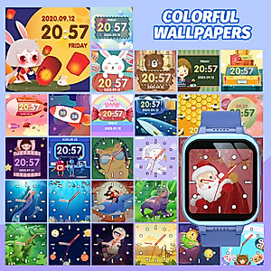 meoonley Kids Smart Watch with Puzzle Games HD Touch Screen Camera Video Music Player Pedometer Alarm Clock Flashlight Fashion Kids Smartwatch Gift for 6-13 Year Old Boys Girls Toys