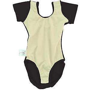 Dancina Black Leotard Short Sleeve Girls Modest Coverage Breathable Ballet Dance Unitard 10Black