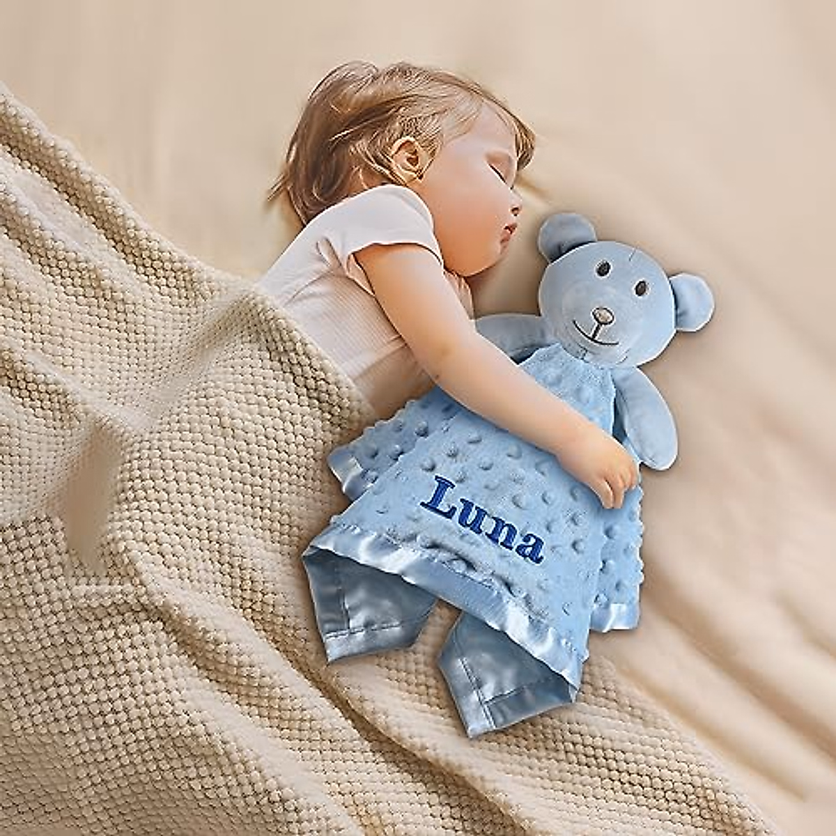 Dodosky Personalized Baby Lovey, Teddy Bear Loveys for Babies, Soft Unisex Baby Blanket, Baby Security Blanket, Baby Gifts for Newborn Boys and Girls - Newborn Essentials