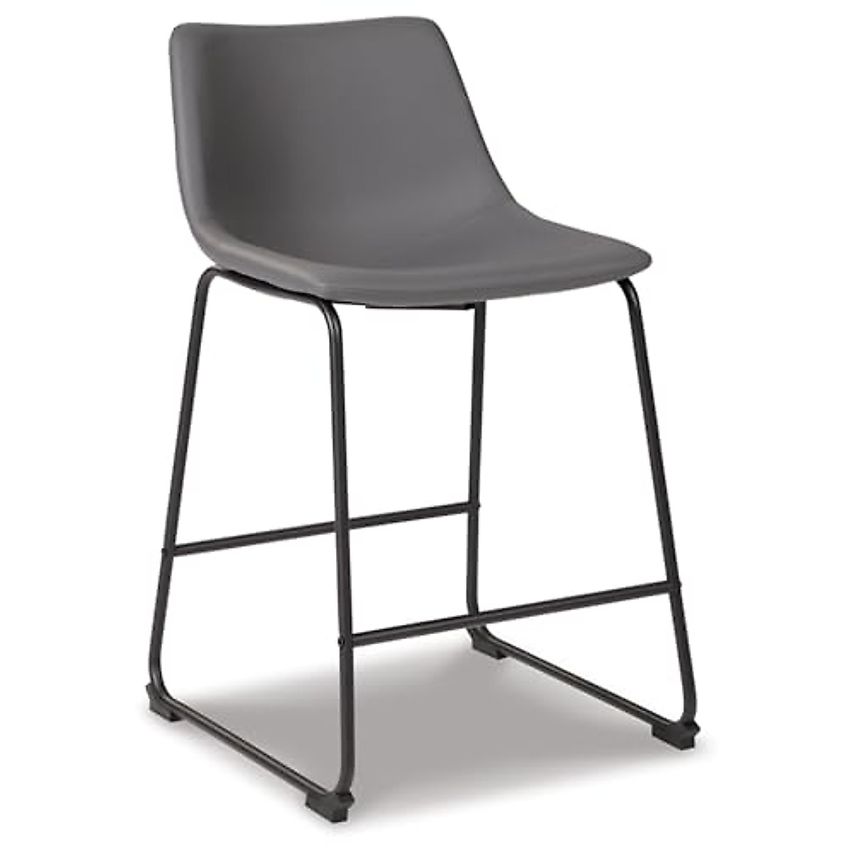 Signature Design by Ashley Centiar Modern Faux Leather 23.75" Counter Height Bucket Seat Barstool, Set of 2, Gray