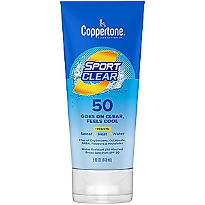 Coppertone SPORT Clear Sunscreen Lotion SPF 50, Water Resistant Sunscreen, Broad Spectrum SPF 50 Sunscreen, 5 Fl Oz Tube