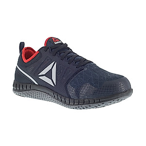Reebok Work Men's RB4250 Zprint Safety Steel Toe Athletic Work Shoe Navy Red and Grey, Cobalt Blue, 11