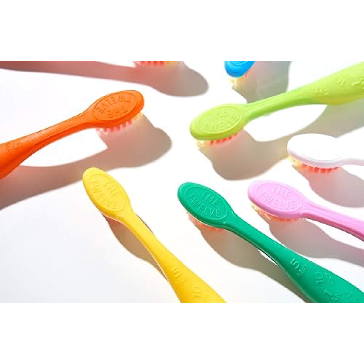 The Twelve Step3 Kids Toothbrush Vivid - Soft Bristles for Boys & Girls Ages 3+ - 12-Pack Rainbow Brushes (Monthly Replacement Reminder) (Triple Section Design) for Children’s Teeth