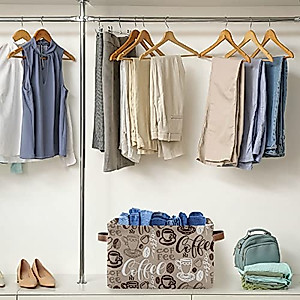Coffee Storage Basket Fabric Storage Bin Farmhouse Coffee Pod Holder Baskets, Coffee Cup Foldable Storage Boxes Organizer for Baby Cloth Dog Toy Book Storage Cubes Shelf Closet Basket 16×12×8 Inches