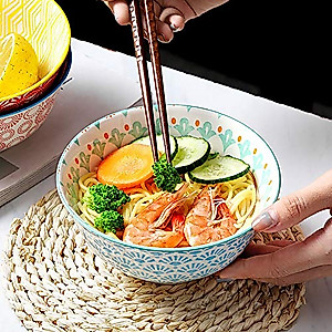 Farielyn-X 6 Pack 24 Ounce Premium Porcelain Bowls Set - Great Cereal Bowls, Salad, Rice, Pasta or Soup Bowls - Large Capacity - Microwavable Ceramic Bowls - Heat and Cold Resistant Porcelain