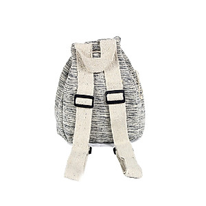 Hemp small bag for women Girls Light Weight Eco Friendly Small cute backpack Bag for everyday lives (White Gray)