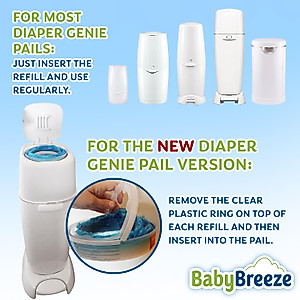 BabyBreeze Diaper Pail Refill Bags Compatible with Playtex Diaper Genie Pails Odor Absorbing Diaper Disposal Trash Bags - 1120 Count (4-Pack)