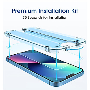 amFilm Screen Protector OneTouch Compatible with iPhone 13, iPhone 13 Pro (6.1", 2021) Tempered Glass and Camera Lens Protector, Edge to Edge Full Coverage Easy Installation Kit, Plastic, 2+2 Pack