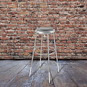 OEF Furnishings (2 Pack) Height Adjustable Grey Vinyl Padded Stool, 31-38" High