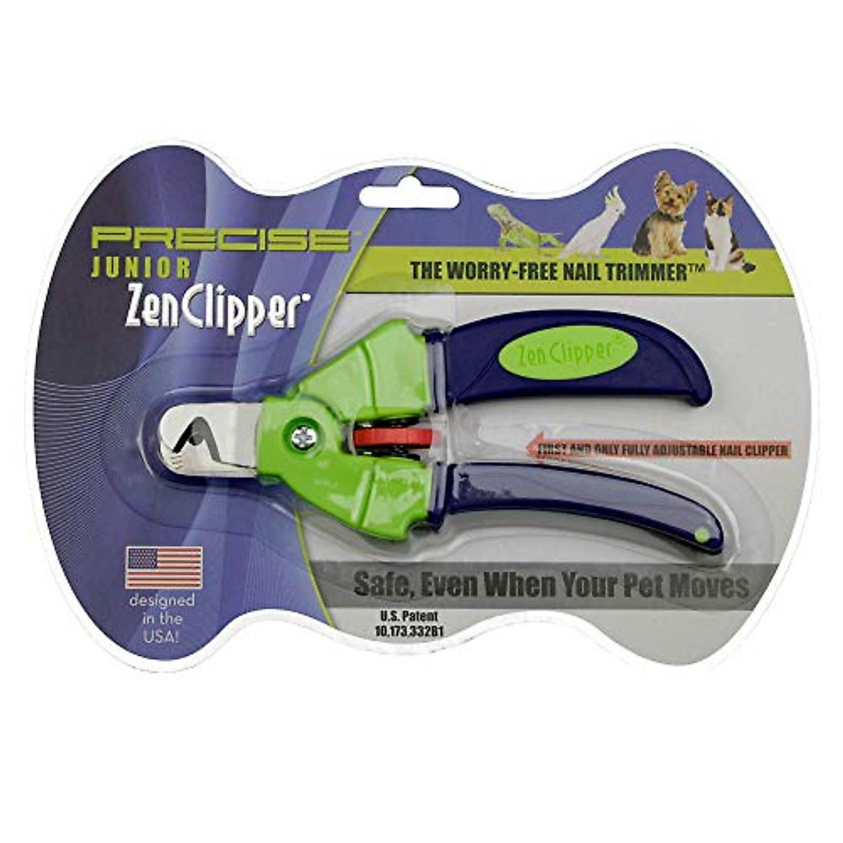 Zen Clipper Precise Safer Pet Nail Trimmer - Fully Adjustable Pet Nail Clipper for Dogs and Cats - Clips only The Amount of Nail You Chose Quick, Clean and Quiet Cut - Patented (Junior)