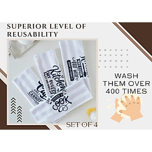 InnoBeta Funny Kitchen Dish Towels Set of 4, Decorative Microfiber Tea Towels 16 x 23.6 in Kitchen Essentials, Fun Hand Towels with Funny Sayings, Housewarming Kitchen Gifts for Women - Quotes