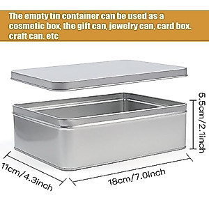 Empty Metal Tins Box with Lid,6 Pack Stainless steel Tins Cans Storage Container for Treats, Gifts, Candle, Favors and Crafts, Silver (7 x 4.3 x 2.2 Inches)