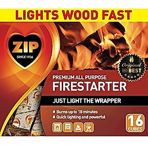 Zip 100537048 All Purpose Firestarter Cubes 16 Count, White Label