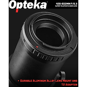 Opteka 420-800mm (w/ 2X- 840-1600mm) f/8.3 HD Telephoto Zoom Lens for Canon 90D, 80D, 77D, 70D, 60D, 50D, 7D, 6D, 5D, T7i, T7s, T7, T6s, T6i, T6, T5i, T5, T4i, T3i, SL3, SL2, SL1 Digital SLR Cameras