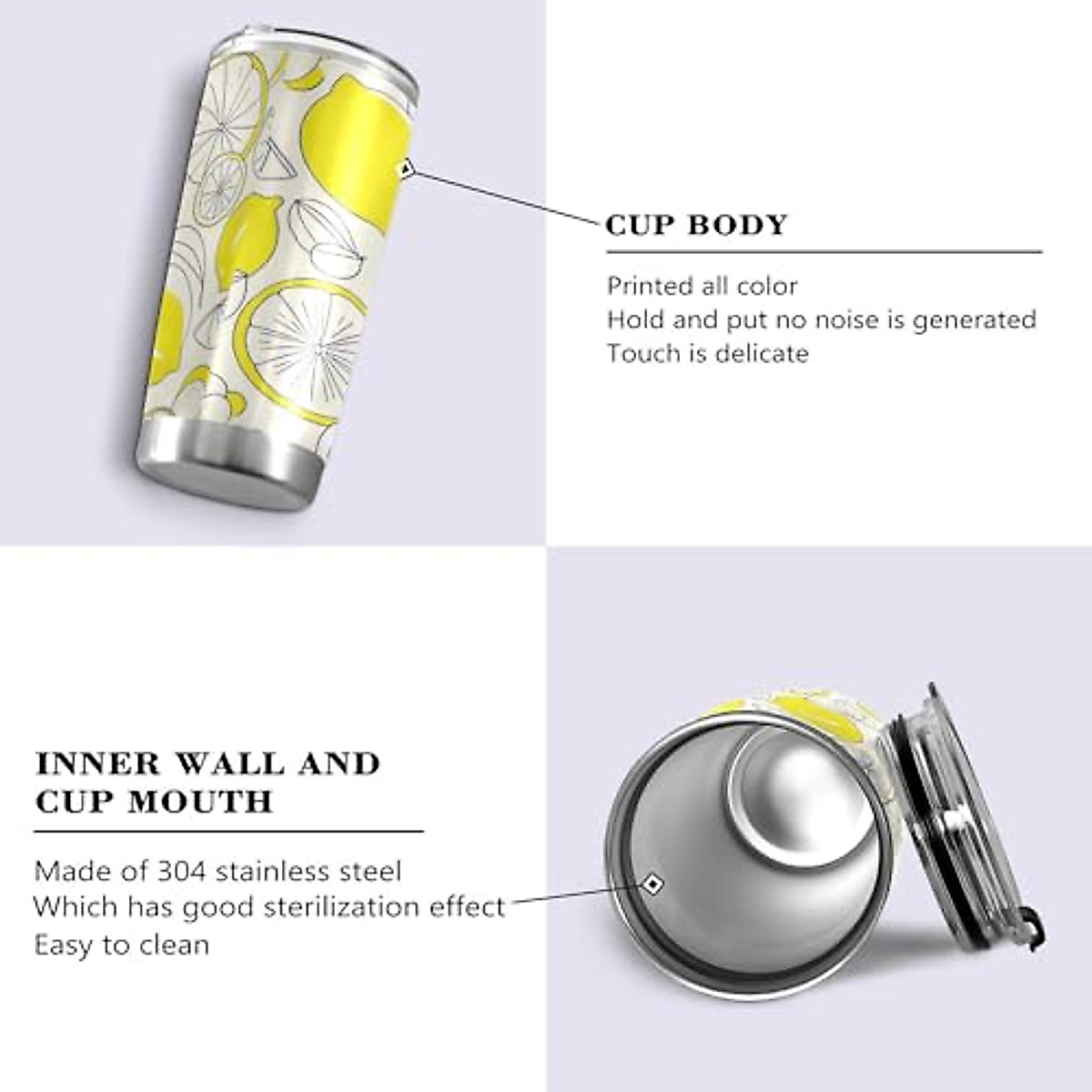 HXshaoye Sketch lemon yellow summer Stainless Steel reusable coffee cups with lids with Straw Leak Resistant Flip leak proof coffee travel mug for café cute cup 20 oz vaso para cafe 20oz