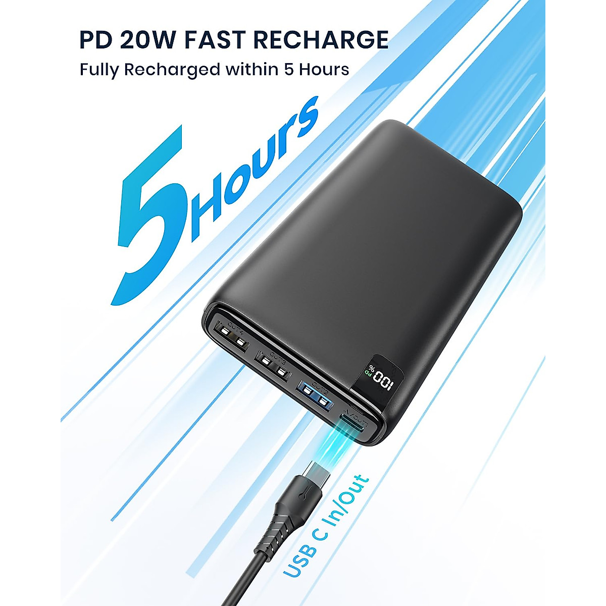 A ADDTOP Portable Charger Power Bank 26800mAh - Phone Charger 22.5W Fast Charging, 4 USB Outputs PD 3.0 USB C External Charger Battery Pack for Cell Phone Compatible with iPhone iPad Galaxy Android