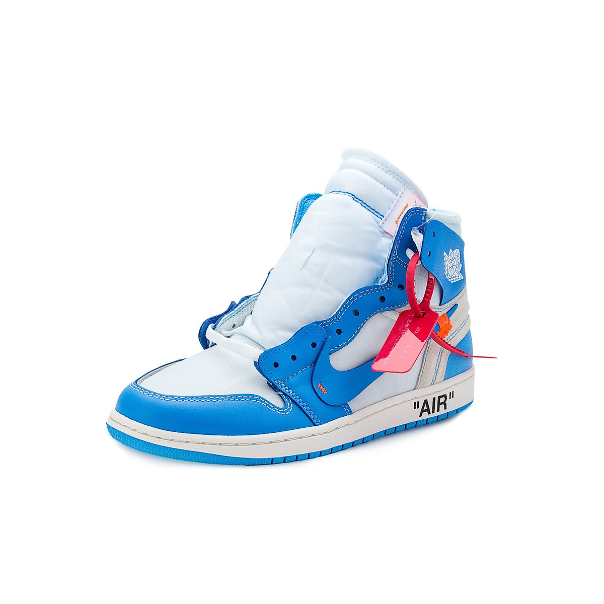 Nike Men's Air Jordan 1 Retro High Off-White UNC, White/Dark Powder Blue/Cone, 4.5