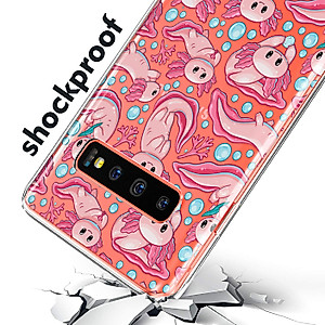 TPU Phone Case Compatible with Samsung A72 A71 5G A70 A51 A50 A32 A21 A11 A12 A13 A14 A01 Ocean Axolotl Cute Soft Salamander Lightweight Lizard Clear Flexible Pink Silicone Sea Shockproof Cover