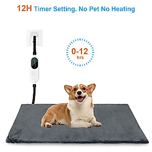 Pet Heating Pad for Dogs and Cats,Dog Cat Heating Pad with Auto Timer and Chew Resistant Cord, 9 Adjustable Temperature Waterproof Heated Pet Bed Mat,27.5 x 17.7 inches…