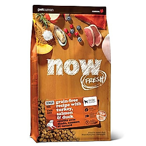 Now Fresh Grain-Free, Dry Dog Food, Real Meat and Fish, Turkey, Salmon and Duck Senior Recipe, All Breed Size, 3.5 lb Bag