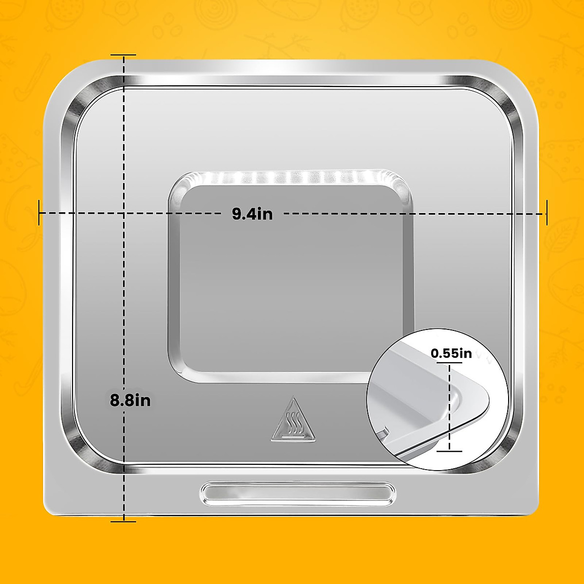 Air Fryer Grill Pan for CHEFMAN 10 Quart Multifunctional Digital air fryer,9.4 * 8.8''Food Grade Nonstick Replacement Rack Parts Tray Grill Crisper Plate for CHEFMAN Air Fryer Oven, Dishwasher Safe