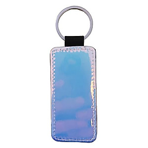 Yongkang 10 Pieces Sublimation Keychain (Blank leather + 7 Colors leather) Both Sides Can Be Sublimated DIY Craft (Rectangles)