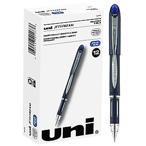 Uniball Jetstream Stick Pen 12 Pack, 1.0mm Medium Blue Pens, Wirecutter Best Pen, Ballpoint Pens, Ballpoint Ink Pens | Office Supplies, Ballpoint Pen, Colored Pens, Fine Point, Smooth Writing Pens