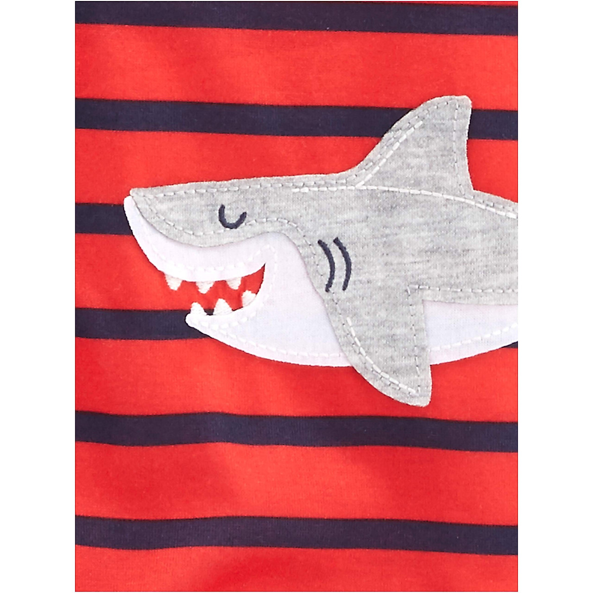 Simple Joys by Carter's Baby Boys' 3-Pack Loose Fit Flame Resistant Polyester Jersey Footed Pajamas, Blue Chameleon/Grey Shark/Red Stripe, 12 Months