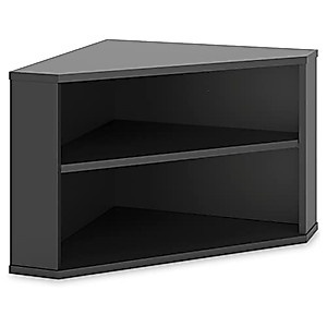 Signature Design by Ashley Otaska Modern Home Office Corner Bookcase with 2 Open Shelves, Black