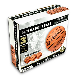 GoSports 7 Inch Mini Basketball 3 Pack with Premium Pump - Perfect for Mini Hoops or Training