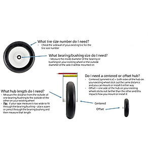 2 New HORSESHOE 4.80/4.00-8 Flat-Free Wheelbarrow Cart 16" Universal Black Cross Wheels w/Grease Fitting, Center Hub 3.25"-6", Installed 3/4" Bearing with Extra 5/8" Bearing