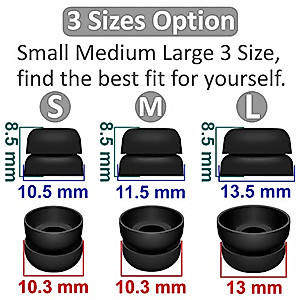 6 Pairs Double Flange Compatible with Beats Studio Buds/Fit Pro Ear Tips, S/M/L Replacement Noise Isolation Silicone Eartips Earbuds Fit in Case for Beat Studio Buds - 2 Flange Black