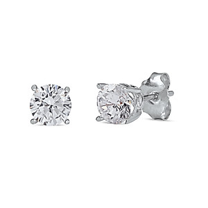 IGI Certified 10k White Gold 0.10ct to 2ct Round Diamond Stud Earring for Women by Diamond Hub (H-I, I2-I3)