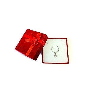 Jewelry Affairs Sterling Silver Dangling Heart Shape CZ Cuff Style Adjustable Toe Ring