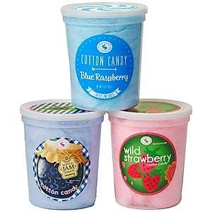Berry Burst Cotton Candy Gift Set of 3 Blue Raspberry, Blueberry Jam, Wild Strawberry - Unique ideas for Holidays, Birthdays, Gag Gifts, Party Favors