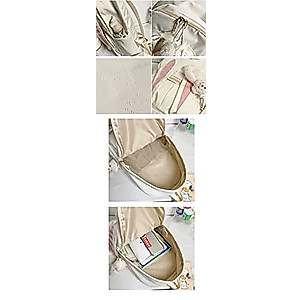 SUFUZEGA Kawaii Bunny Ear Backpack with Cute Bear Pendant for Girl Student Teen School Bag Book Bag Travel Backpack (Large, A-Pink)