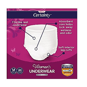Certainty Women's Underwear, Maximum Absorbency Medium (44)