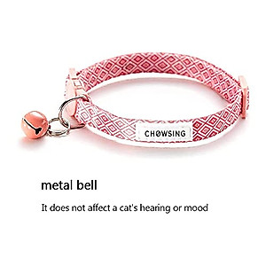 Nourse Chowsing 2Pcs Kitten Collars with Flower Breakaway Cat Collars with Bell Adjustable Strap Kitten Collars for Girls Safety Buckle Cat Collars
