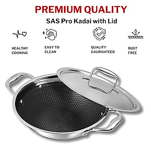 Vinod Platinum Triply X Kadhai with Lid